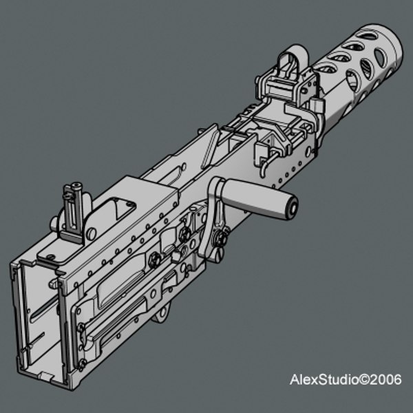 m2hb 50cal machinegun gun 3d model