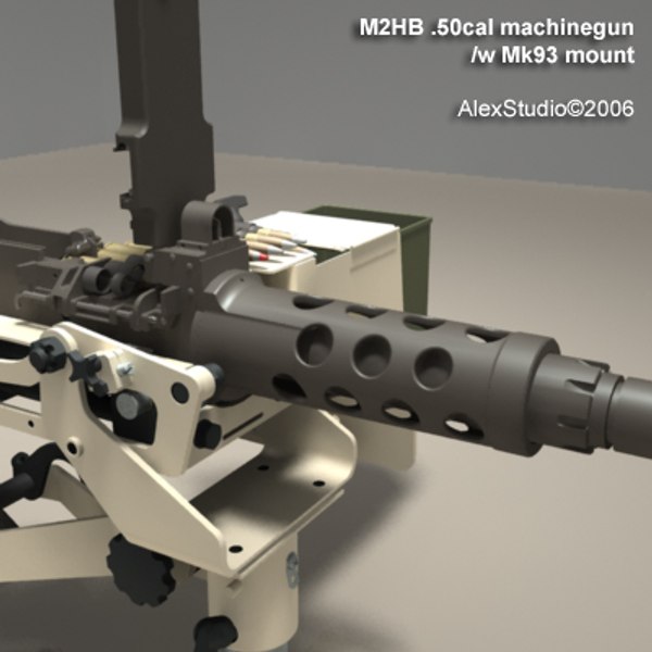 m2hb 50cal machinegun gun 3d model