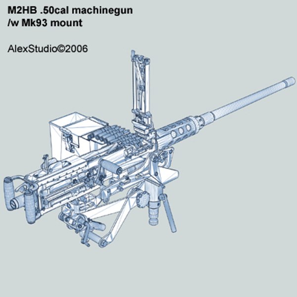 m2hb 50cal machinegun gun 3d model