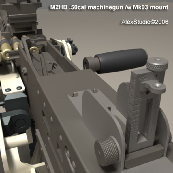 m2hb 50cal machinegun gun 3d model