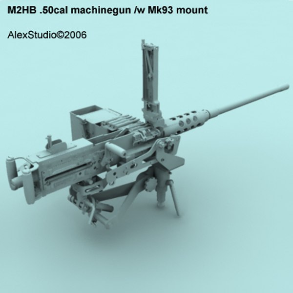m2hb 50cal machinegun gun 3d model