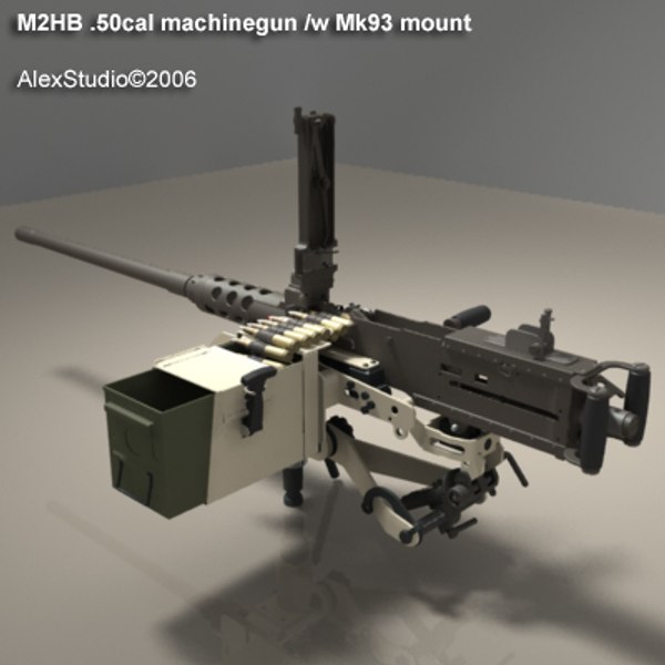 m2hb 50cal machinegun gun 3d model