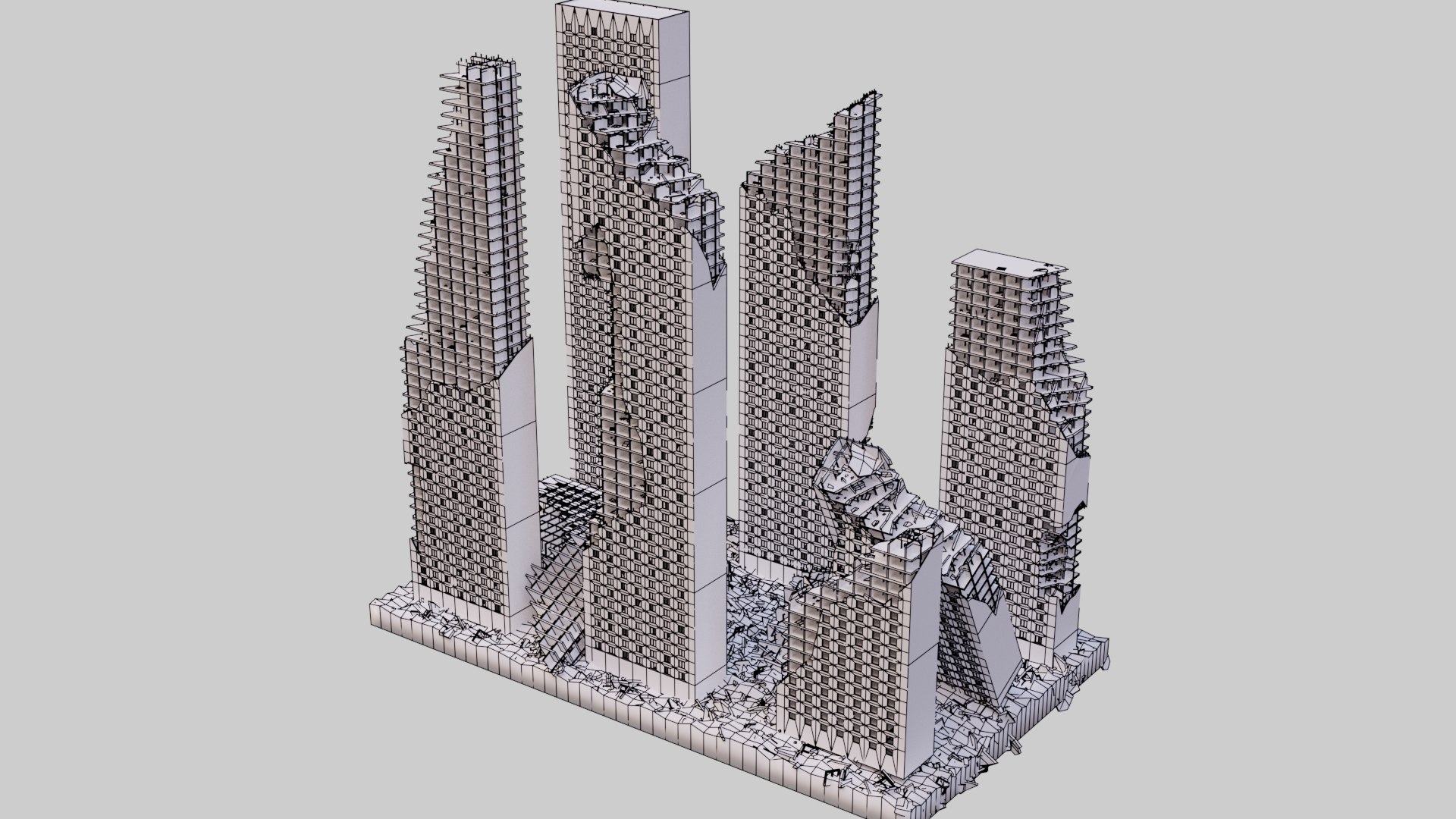 Destroyed Ruin Abandoned Buildings Model - TurboSquid 1723312