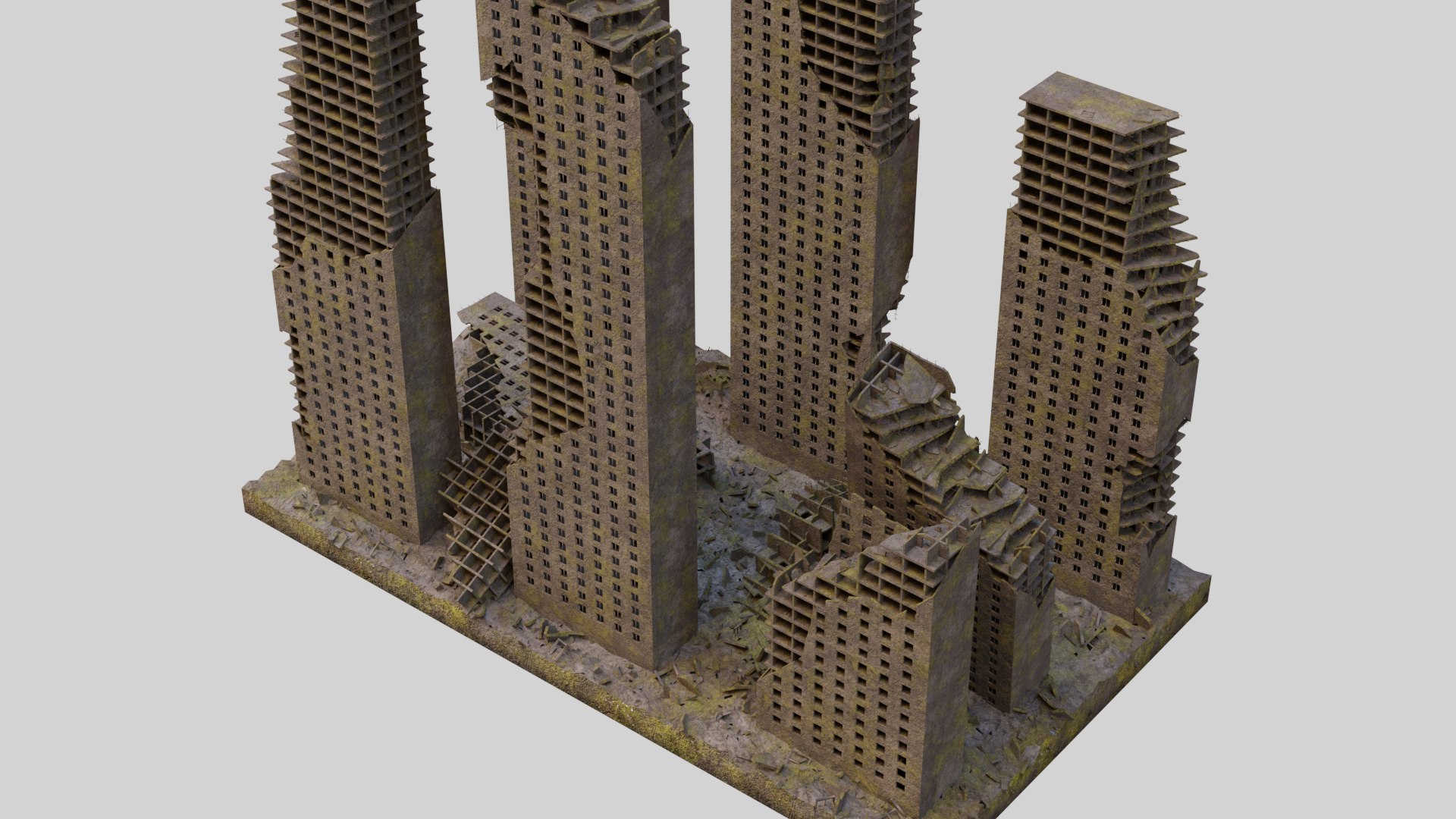 Destroyed Ruin Abandoned Buildings Model - TurboSquid 1723312