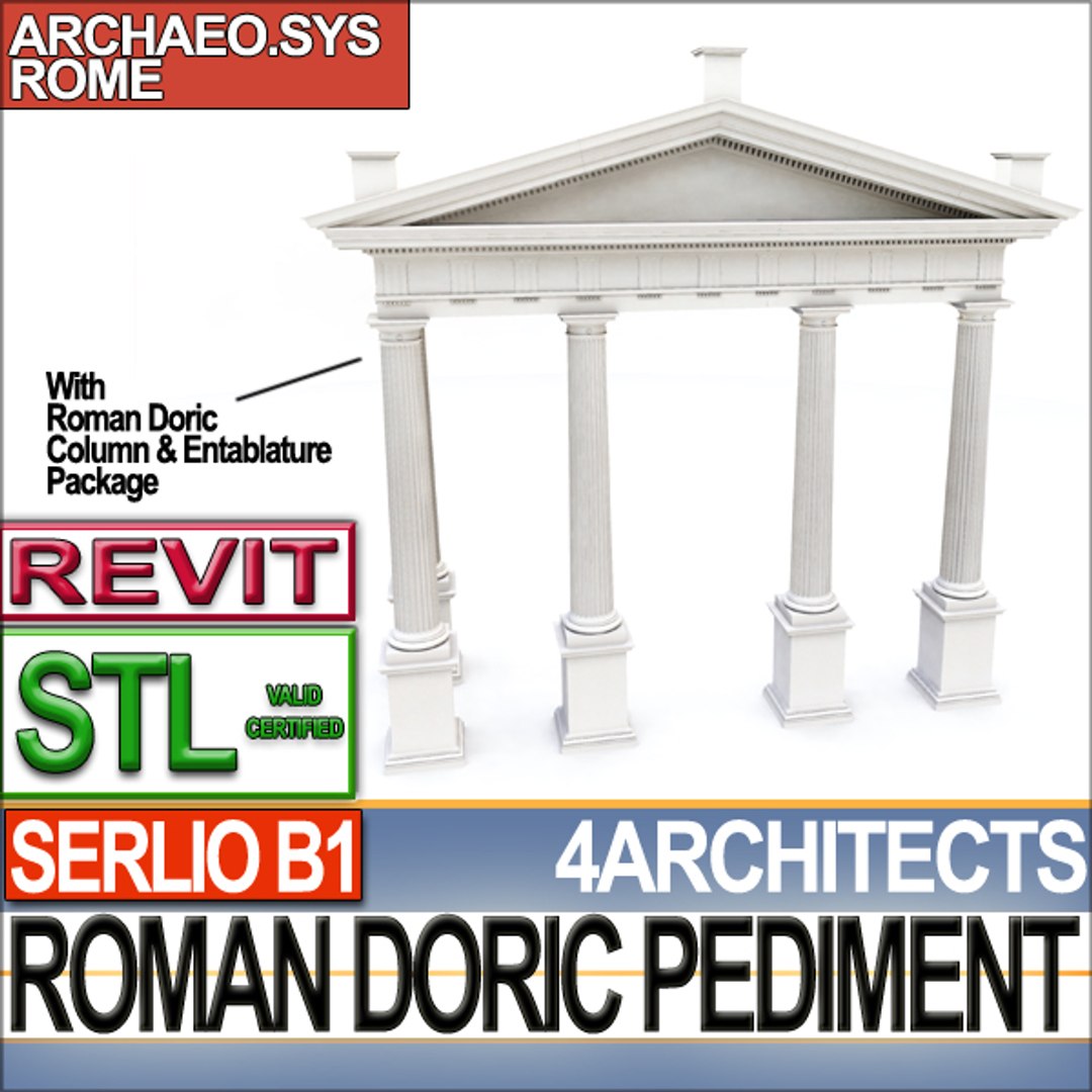 3d Modules Roman Doric Pediment Model