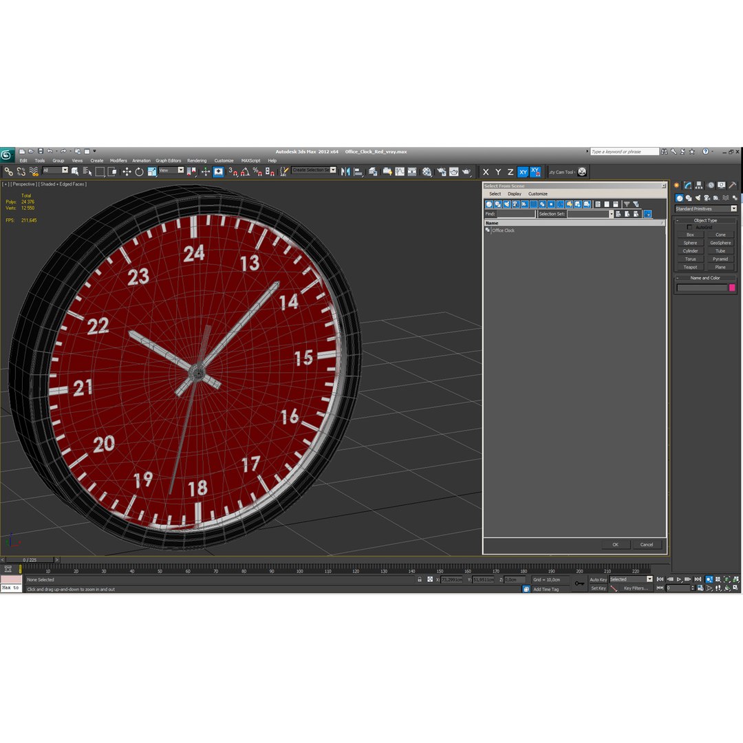 3d 3ds Office Clock Red