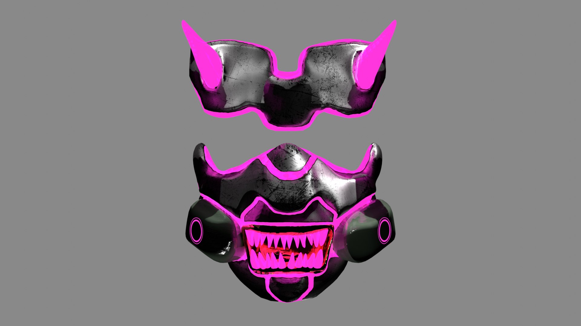 Neon-White Cyberpunk Oni-mask 3D model - TurboSquid 2158589