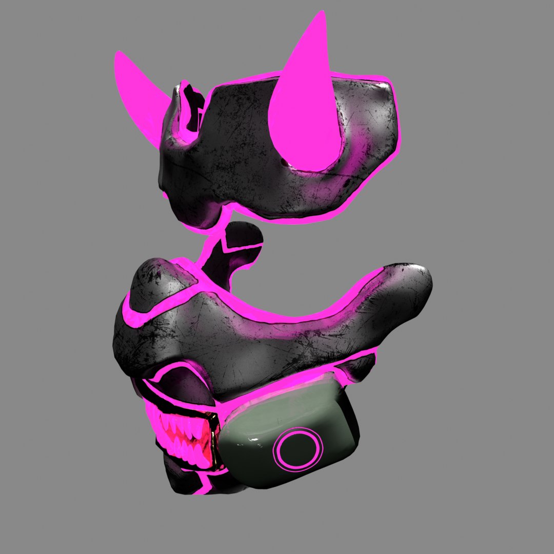 Neon-White Cyberpunk Oni-mask 3D model - TurboSquid 2158589