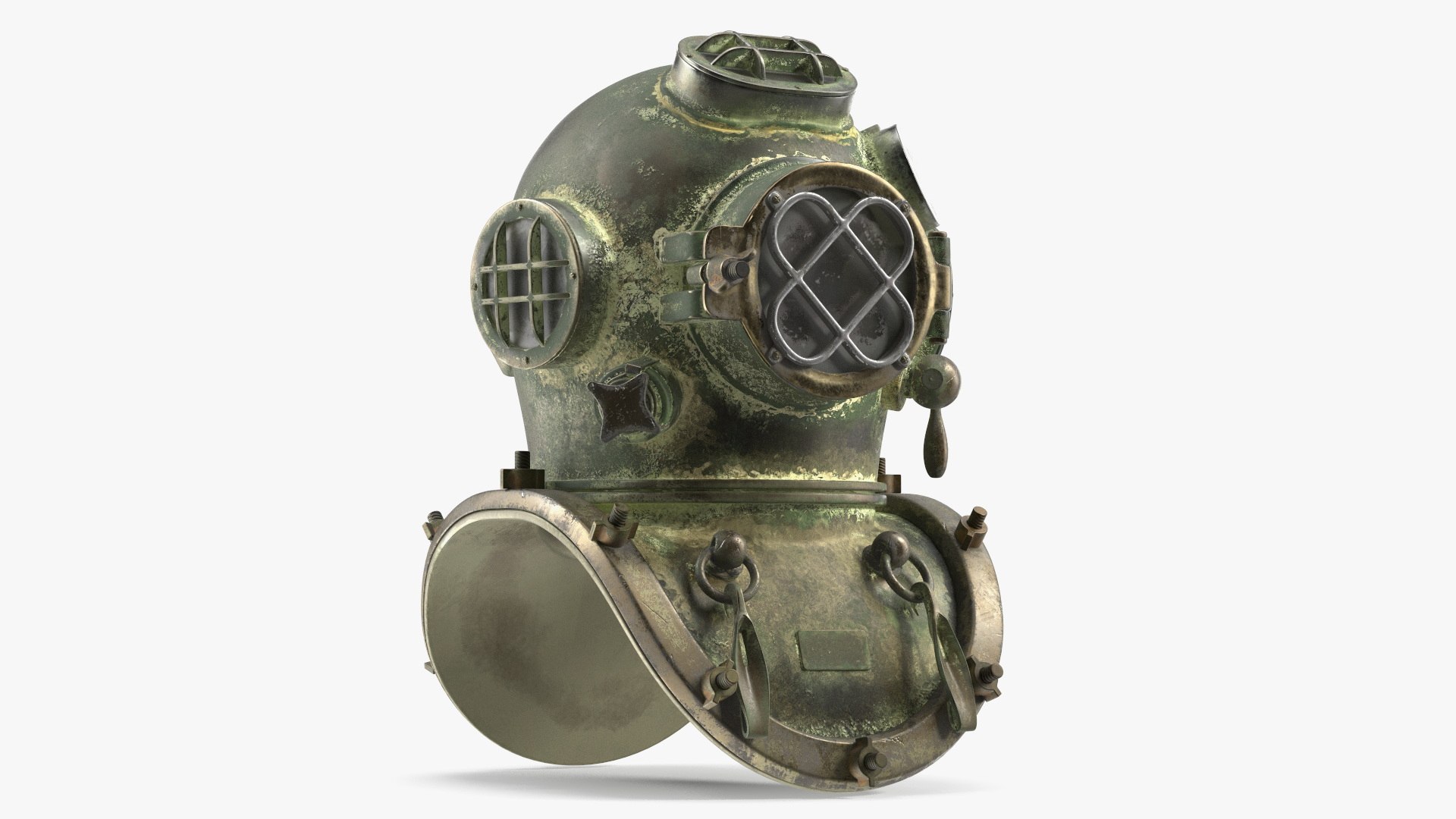 Modello 3D Casco da sub vintage con oblò verde usato - TurboSquid 2515781