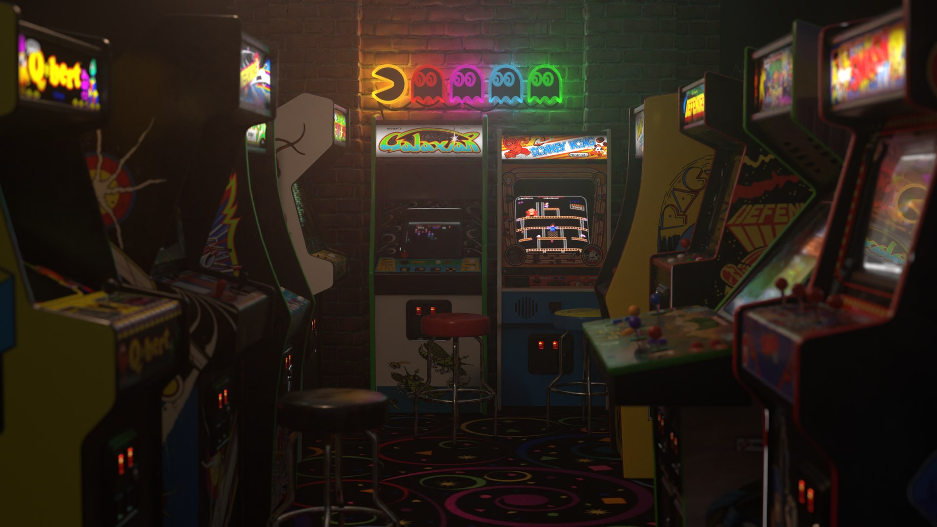 3D Retro Arcade Cabinets And Stools Pack 2 - TurboSquid 2375196