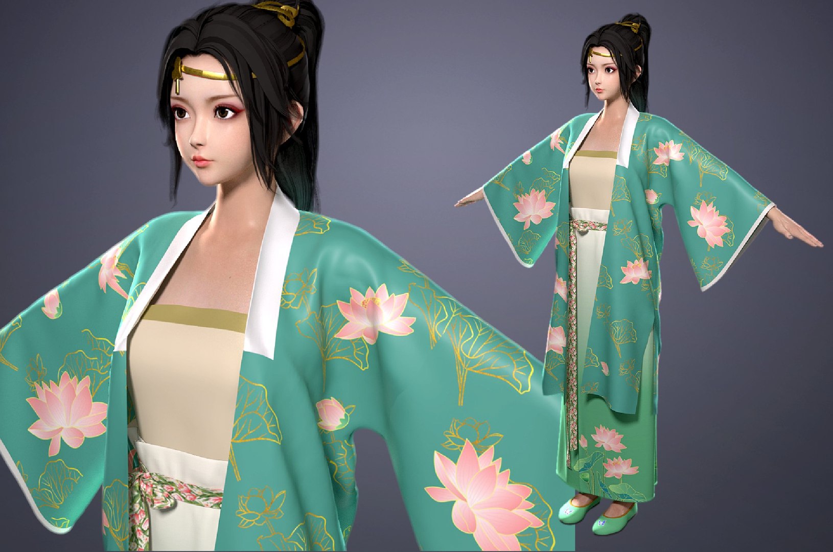 Beautiful Woman In Tang Dynasty Of Ancient China 3D Model - TurboSquid ...