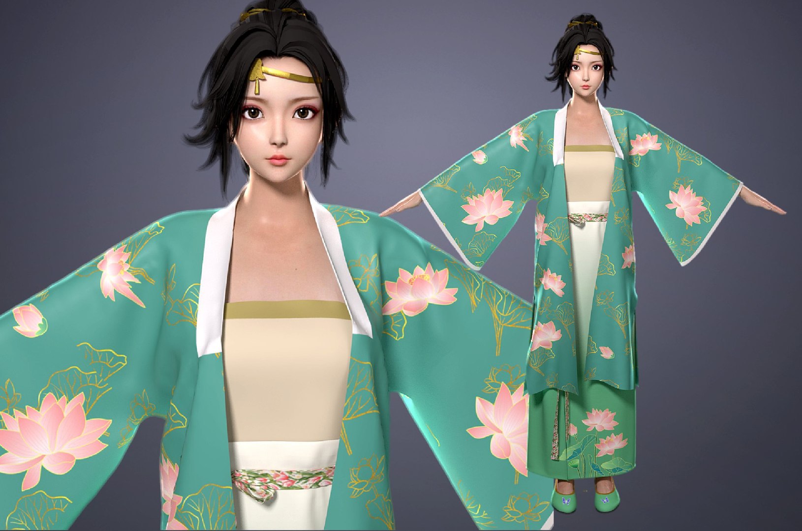 Beautiful Woman In Tang Dynasty Of Ancient China 3D Model - TurboSquid ...