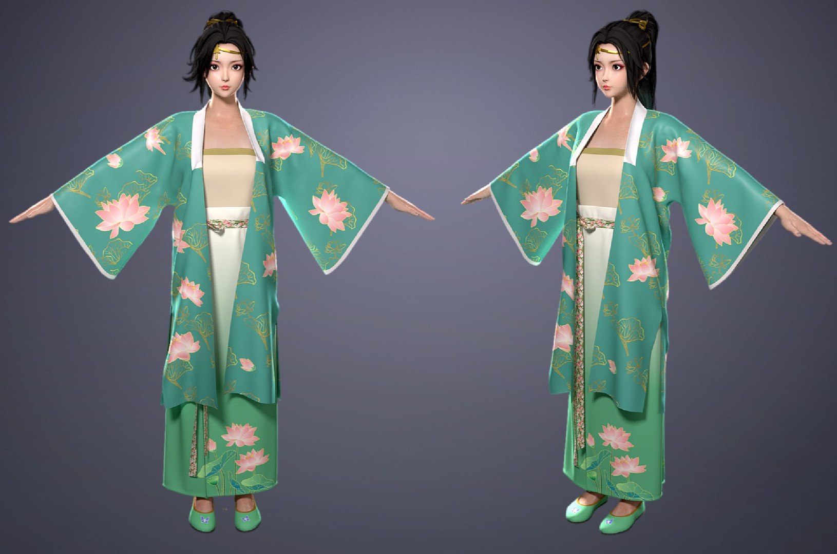 Beautiful Woman In Tang Dynasty Of Ancient China 3D Model - TurboSquid ...