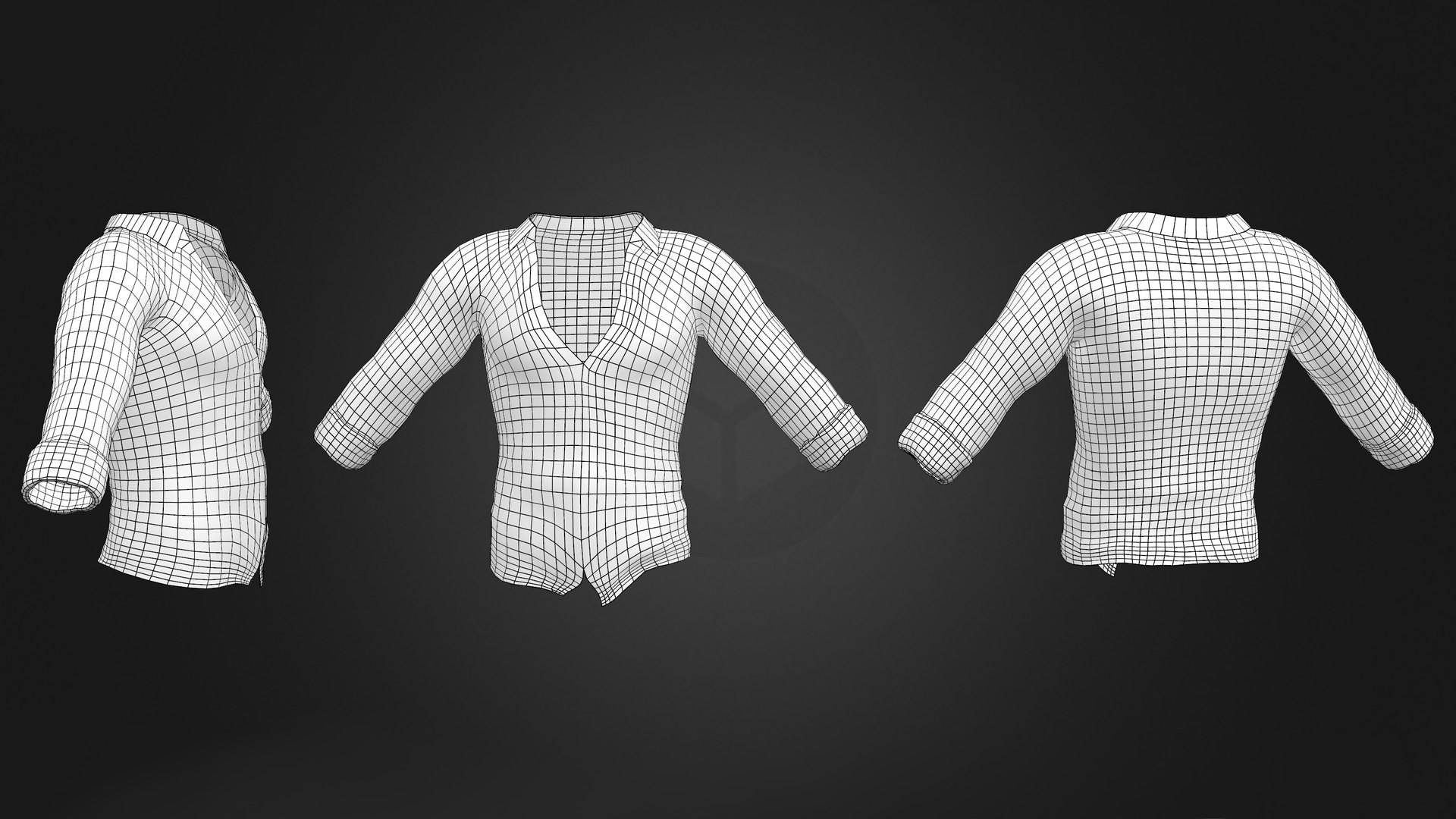 Open Chest Regular Collar Rolled Sleeves Tucked In Shirt 3D Model ...