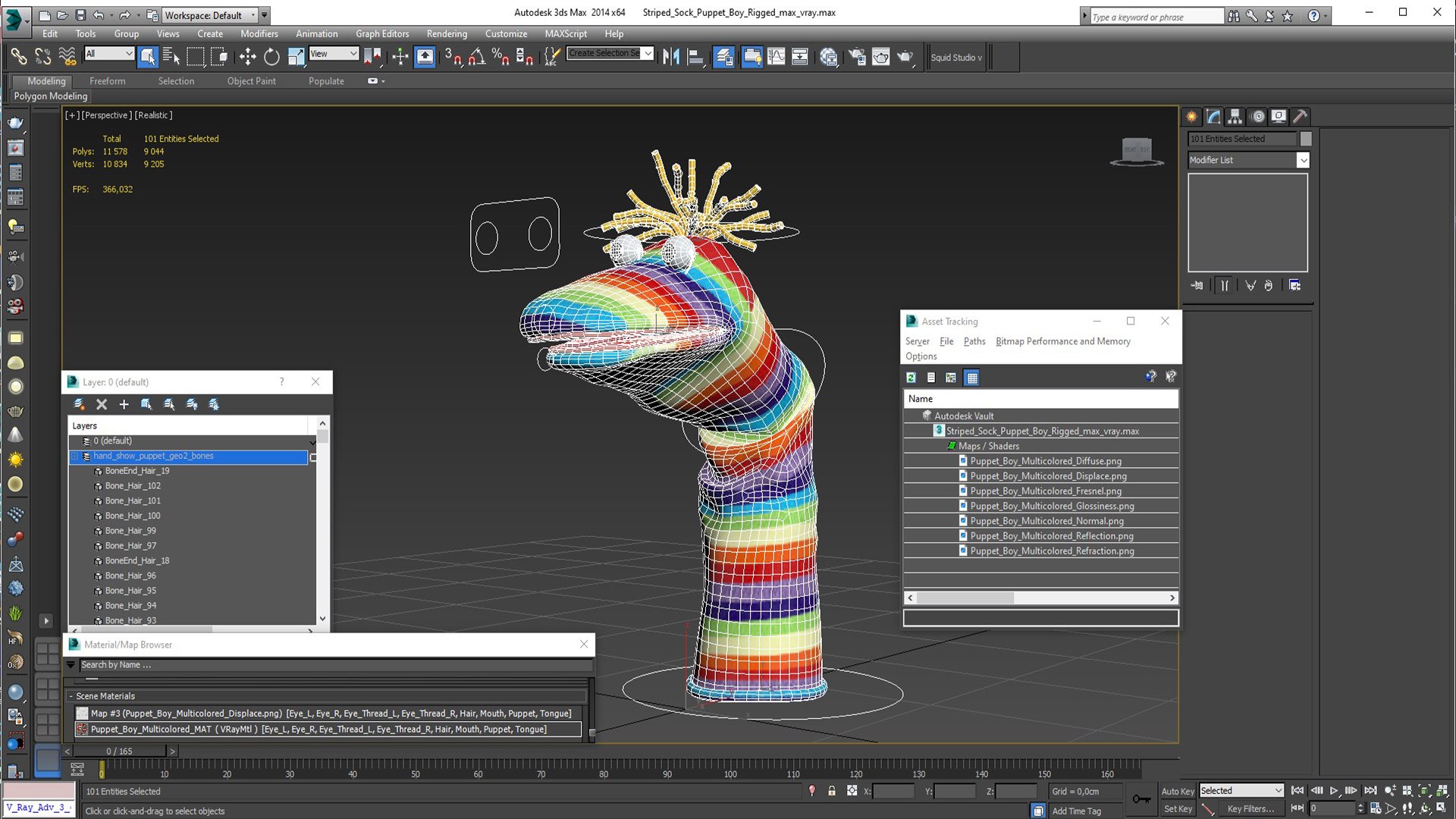 Striped Sock Puppet Boy Rigged Model - TurboSquid 2270727