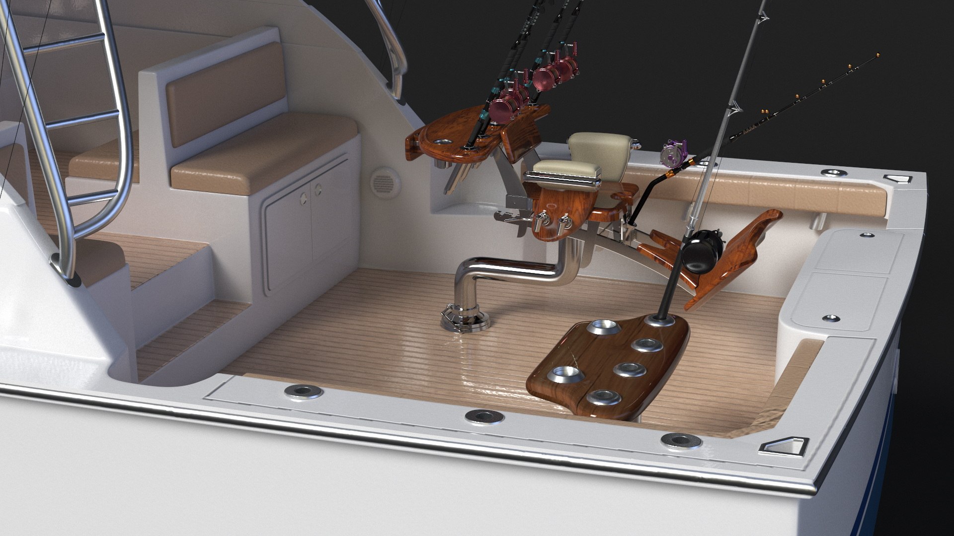 Fishing Boat With Fishing Fighting Chair And Rods 3D - TurboSquid 2312496