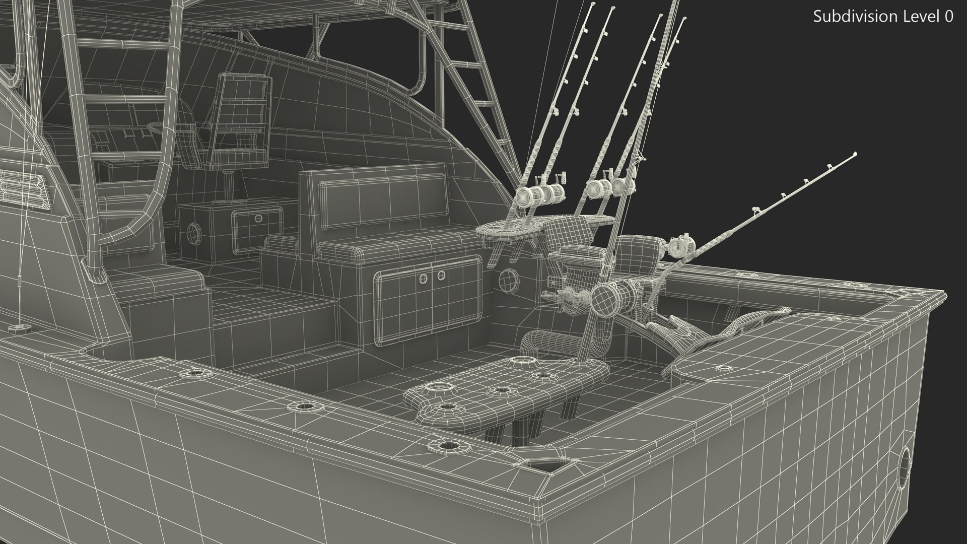 Fishing Boat With Fishing Fighting Chair And Rods 3D - TurboSquid 2312496