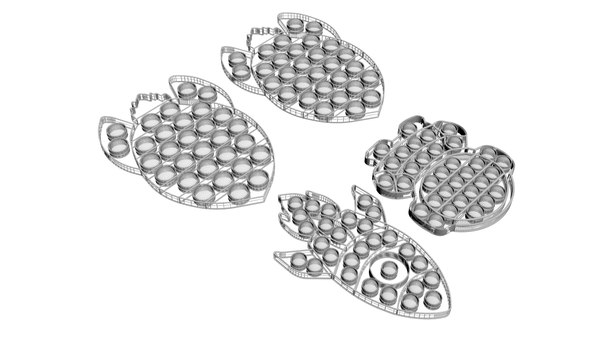 3D Astronaut And Rocket Pop It Fidget Toys Set - TurboSquid 1772907