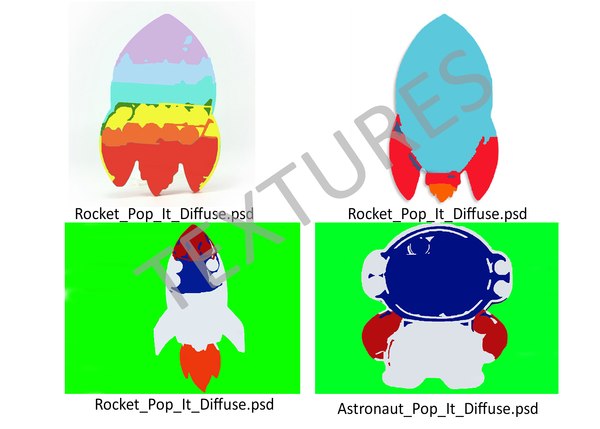 3D Astronaut And Rocket Pop It Fidget Toys Set - TurboSquid 1772907