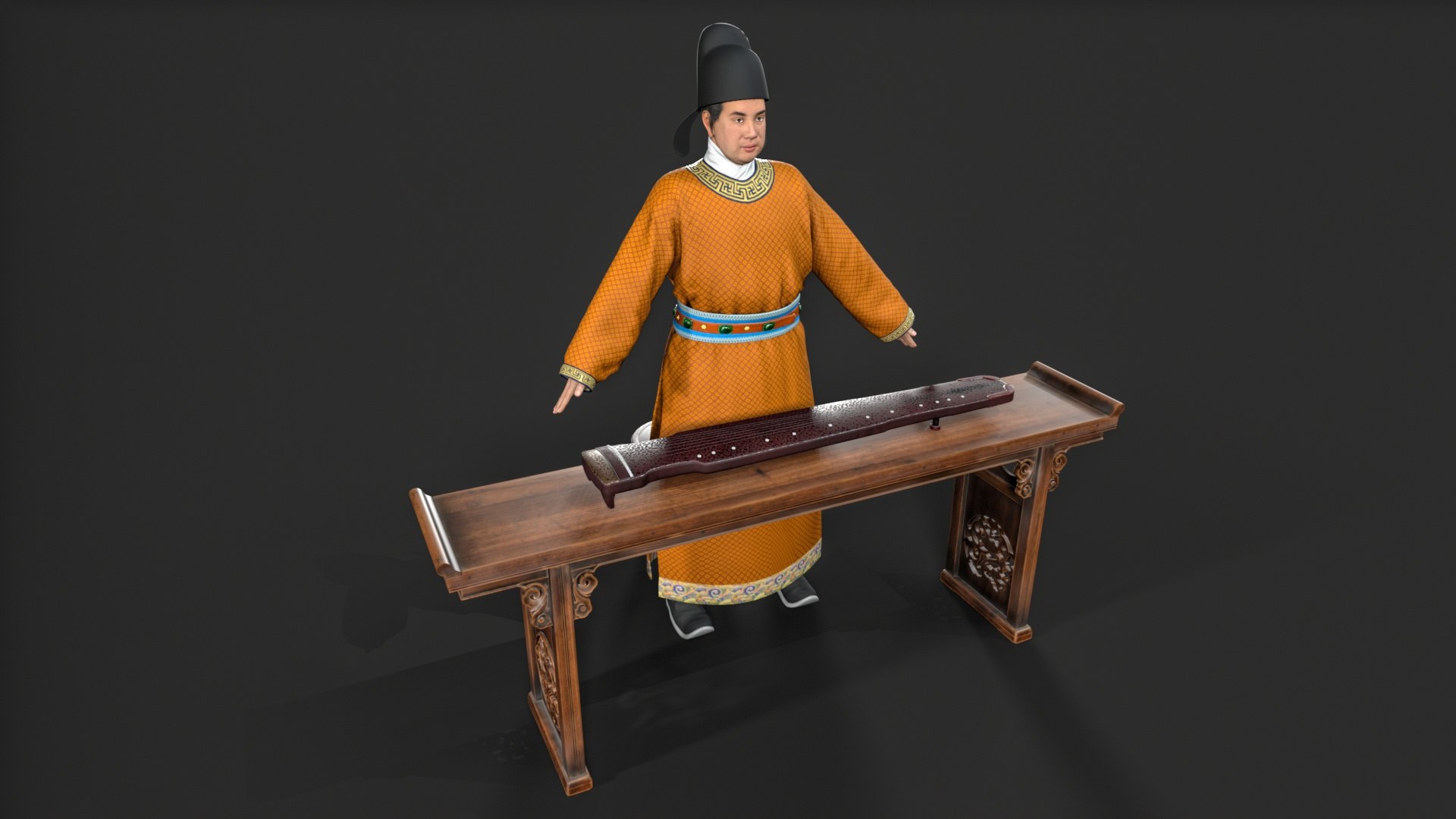 Ancient China Zither Musical Instrument 3D Model - TurboSquid 2365736
