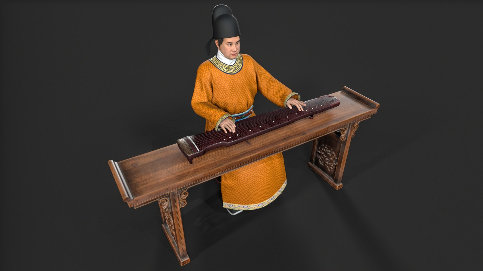 Ancient China Zither Musical Instrument 3D Model - TurboSquid 2365736