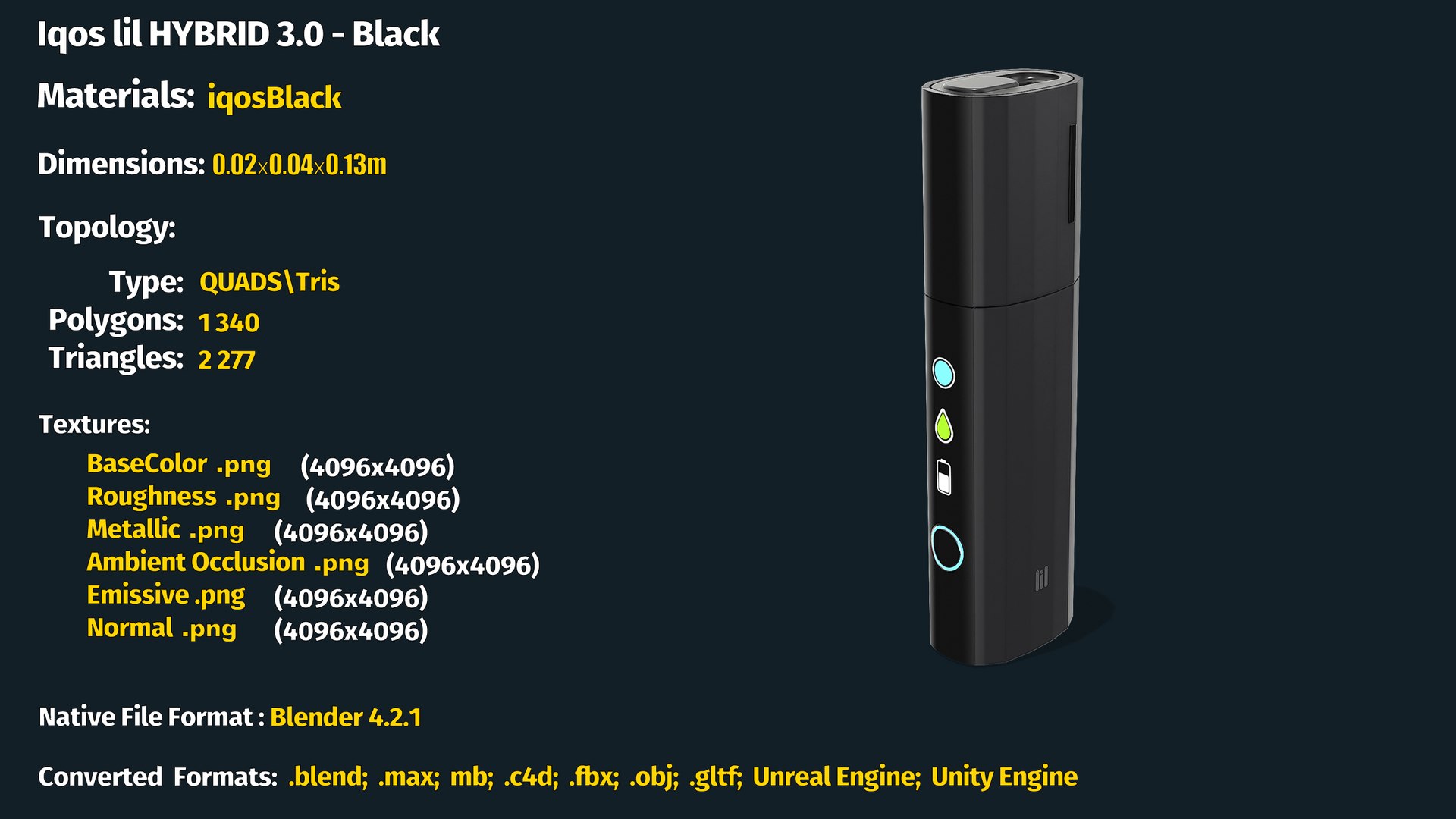 3D Iqos Lil HYBRID - Black - TurboSquid 2286254