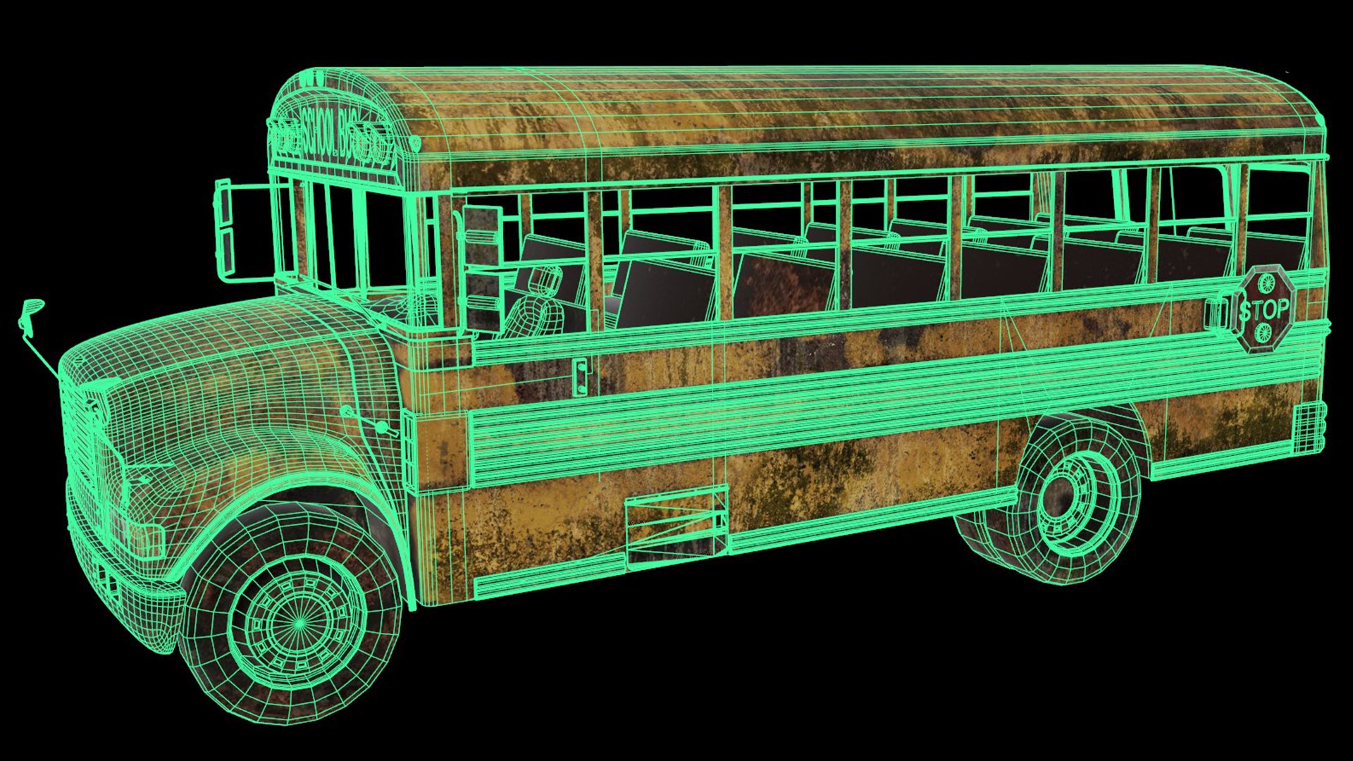 Ruined Vehicle Destroyed Bus Car Road Decoration 3D Model - TurboSquid ...