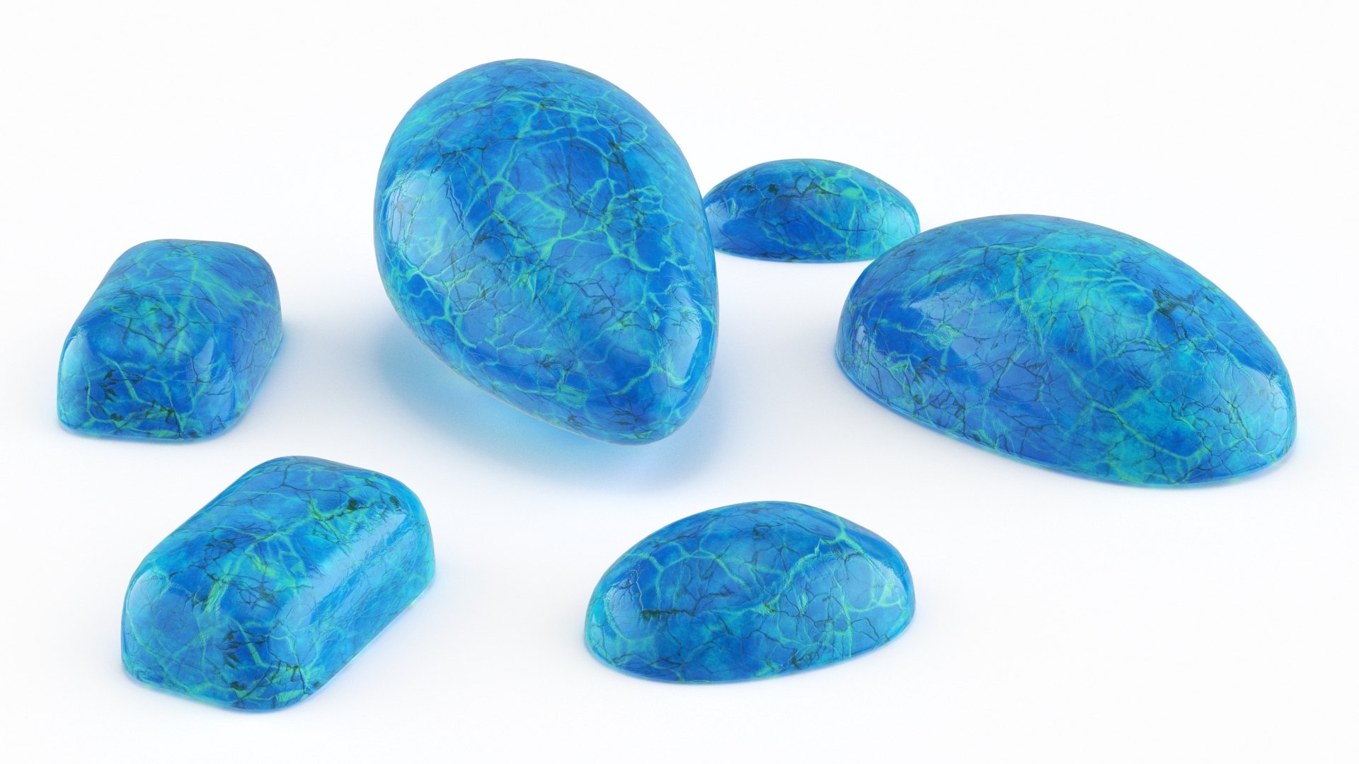 Tumbled Blue Agate Decorative Stones 3D Model - TurboSquid 2430276