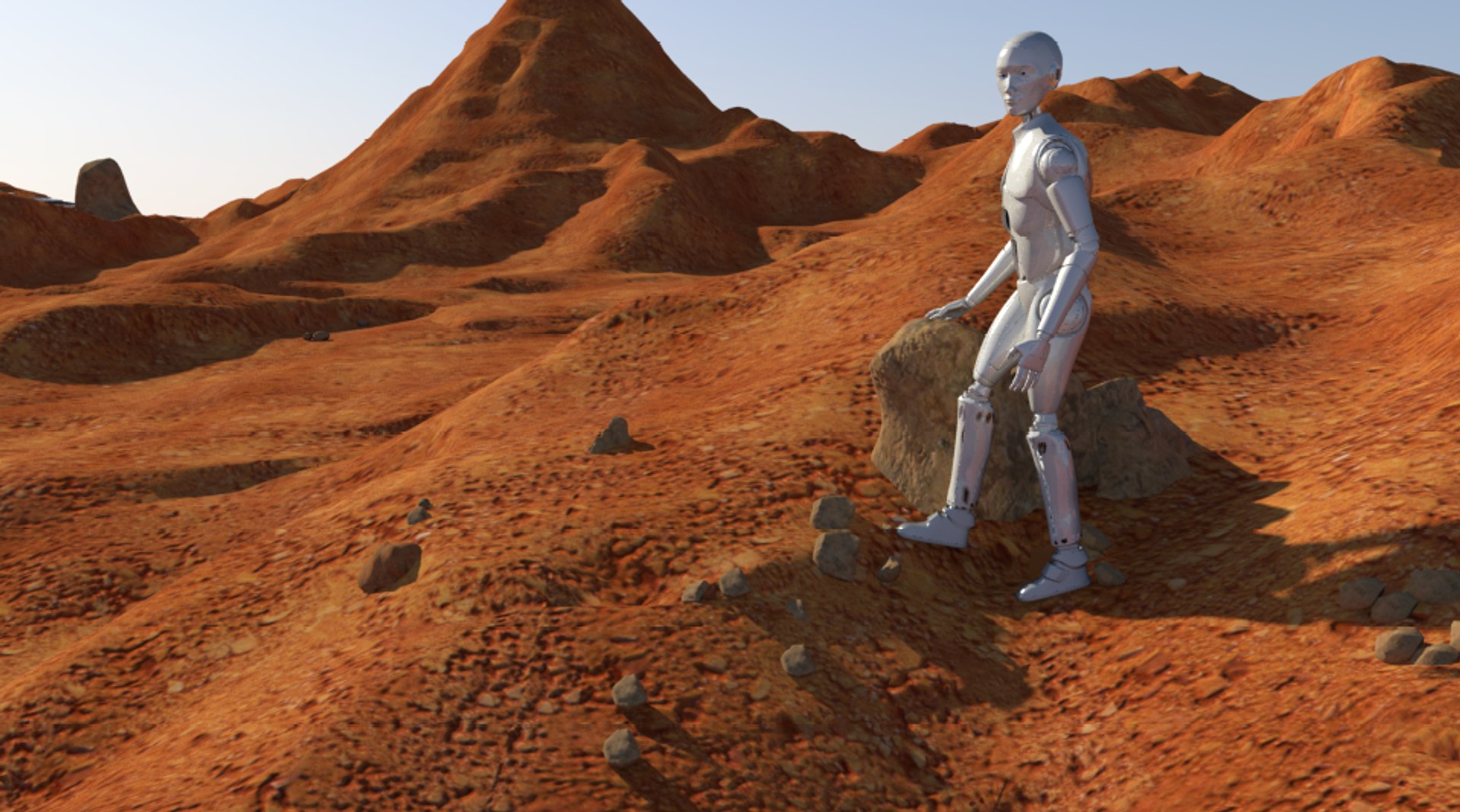 3d model planetary desert scenario robot