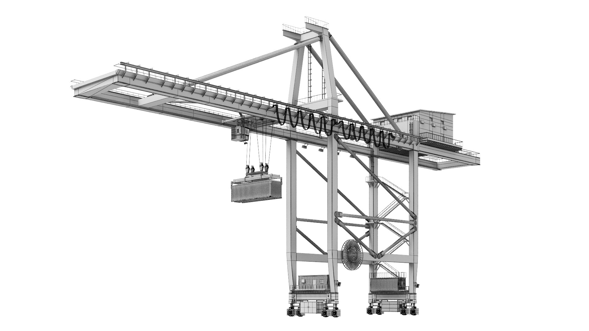 Two Gantry Shipping Containers Cranes 3D model - TurboSquid 1805372