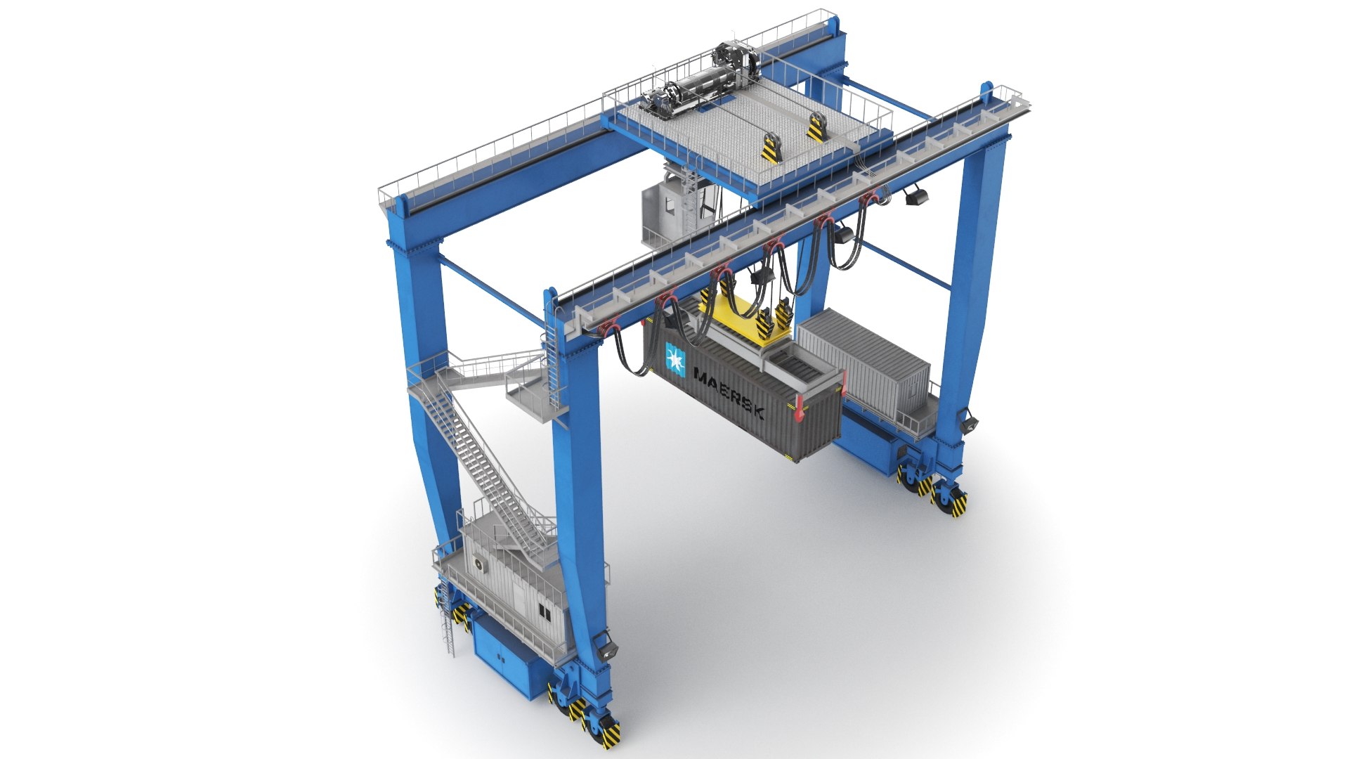 Two Gantry Shipping Containers Cranes 3D model - TurboSquid 1805372