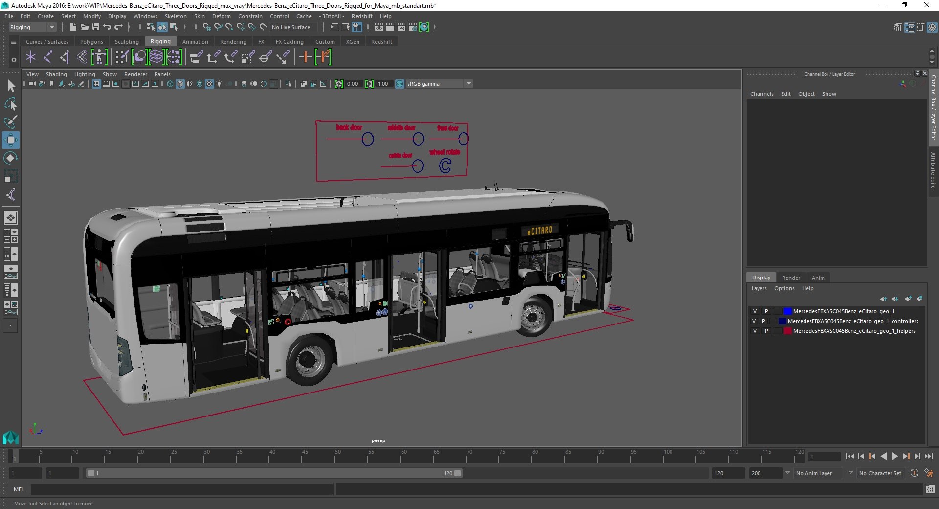3D model Mercedes-Benz eCitaro Three Doors Rigged for Maya - TurboSquid ...