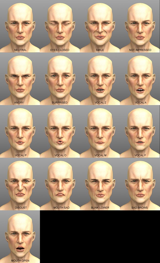 Maya John Rigged Expressions