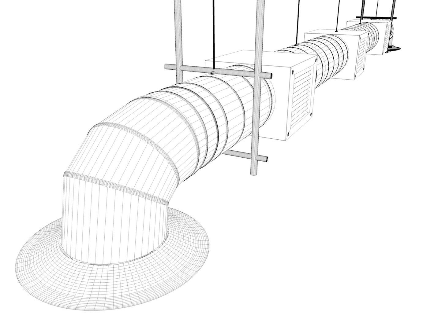 Industrial Air Duct Ventilation 3d Model