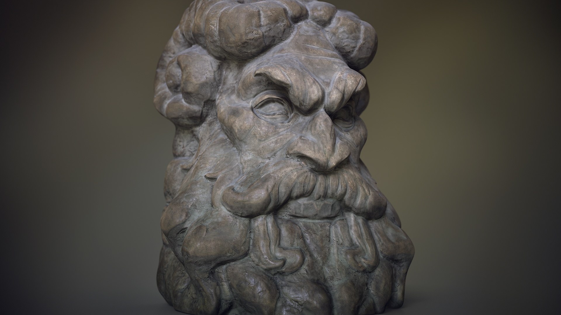 3D Old Satyr Head Sculpture Textured 1 - TurboSquid 2283102