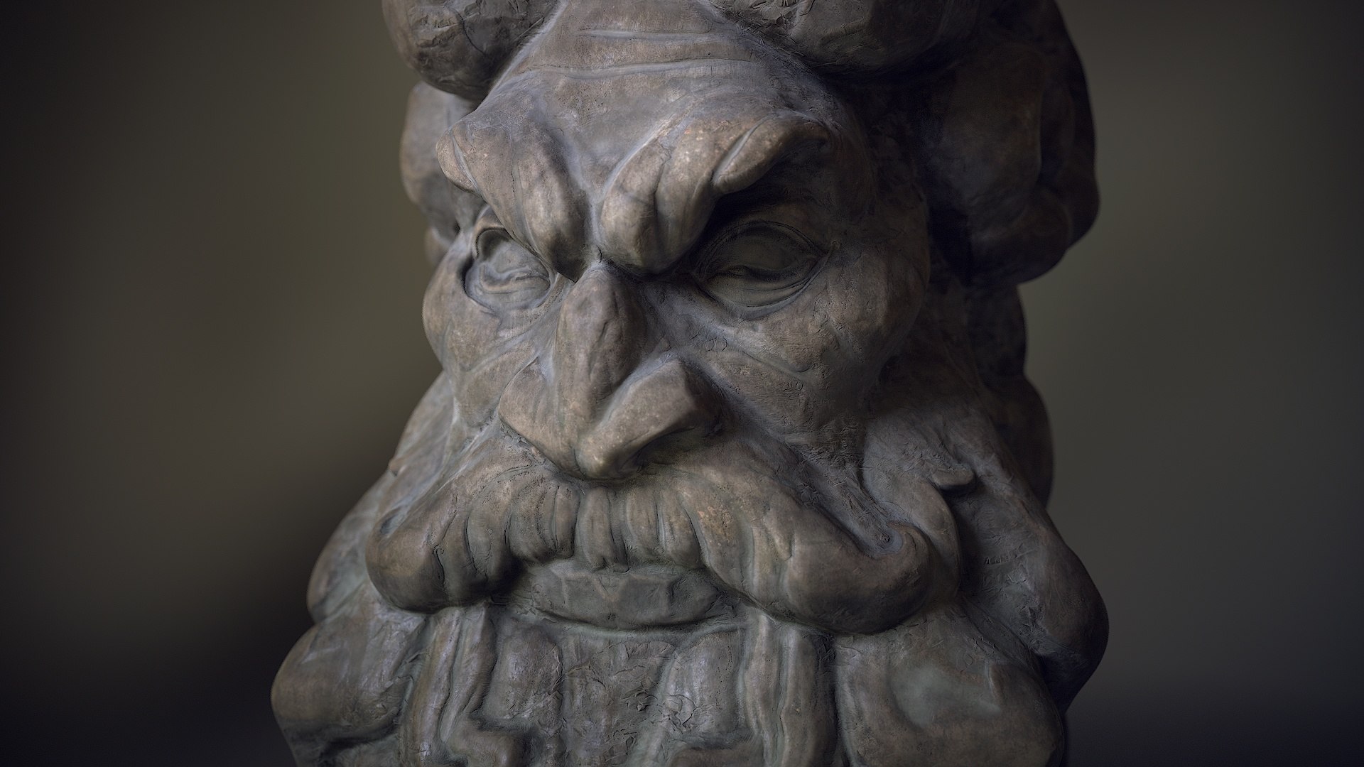 3D Old Satyr Head Sculpture Textured 1 - TurboSquid 2283102