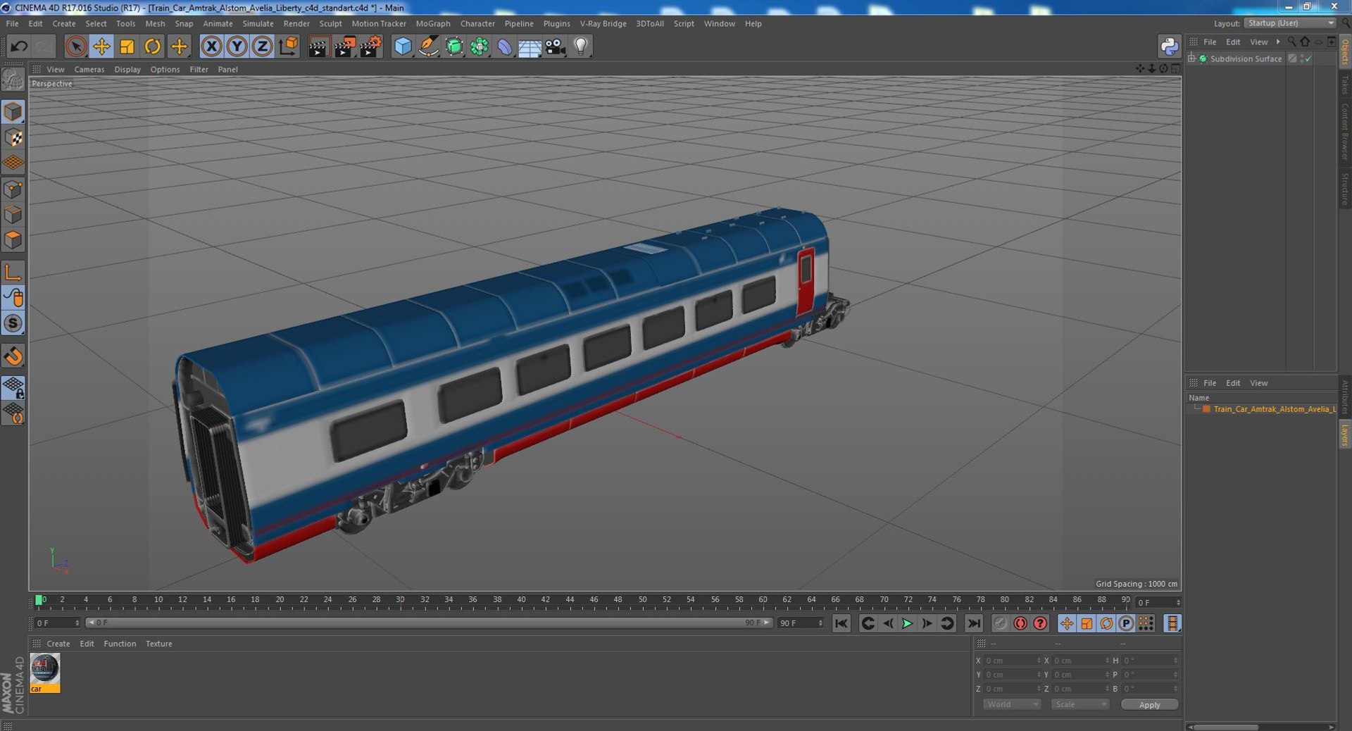 Train Car Amtrak Alstom Avelia Liberty 3D model - TurboSquid 2090401