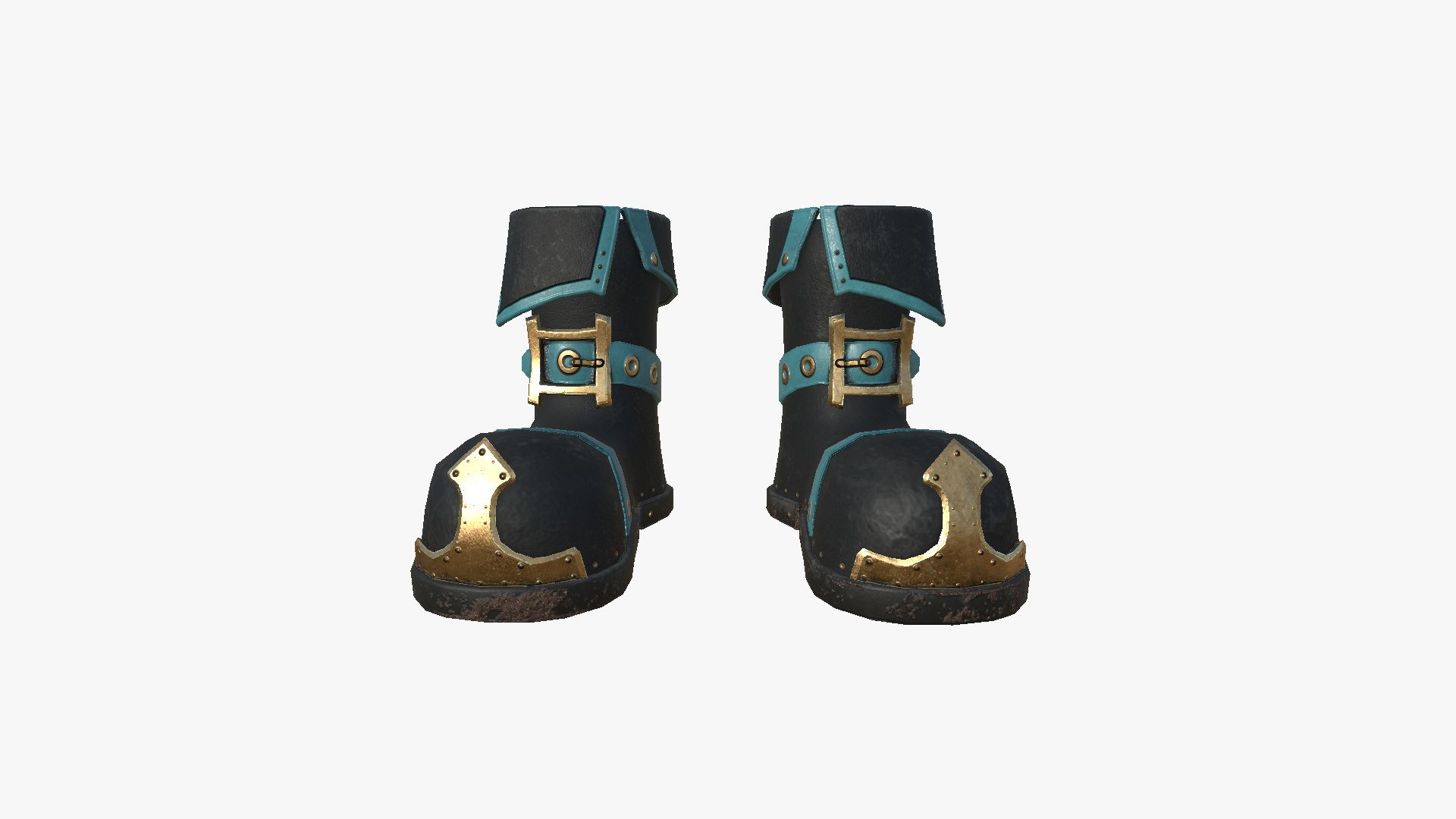 Medieval Boots A05 Black Blue - Fantasy Character Design 3D ...