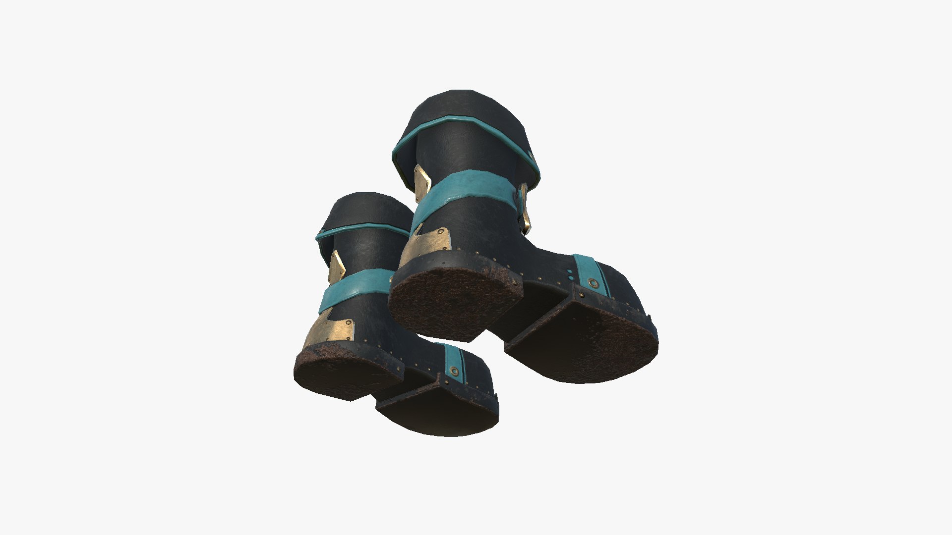 Medieval Boots A05 Black Blue - Fantasy Character Design 3D ...