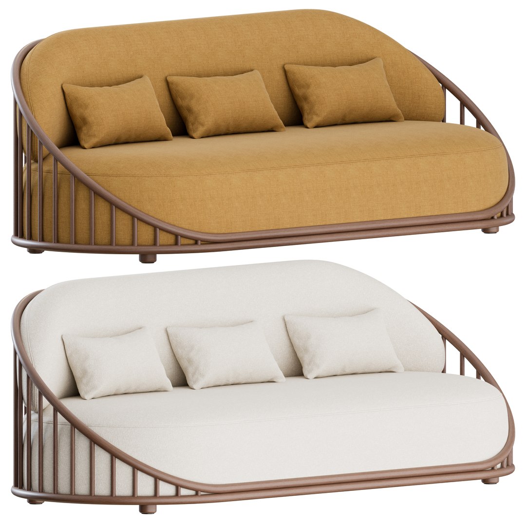 Cask 3 Seater Sofa by Expormim 3D model - TurboSquid 1806664