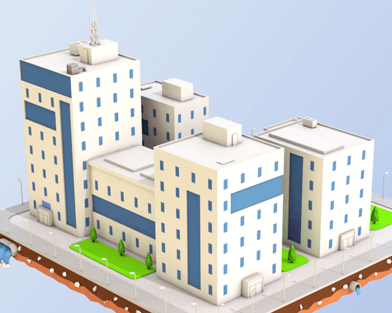 3D city block buildings office model - TurboSquid 1253294