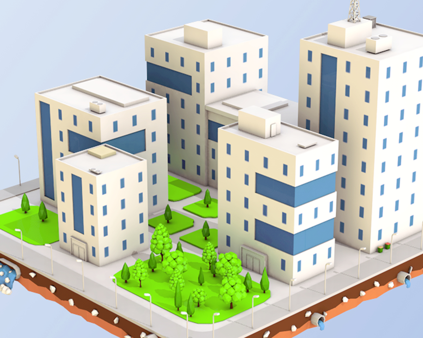 3D city block buildings office model - TurboSquid 1253294