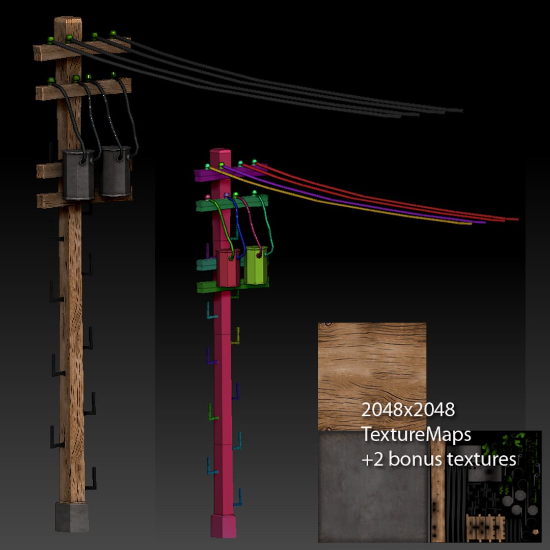 3dsmax Telephone Power Lines Pole