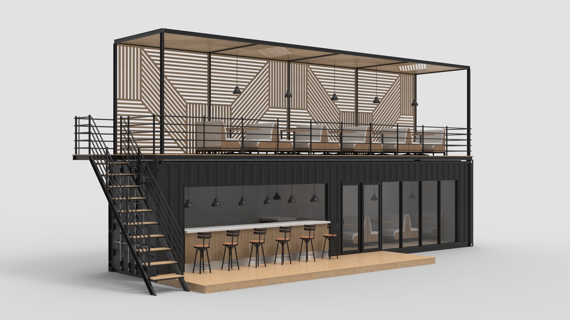 Shipping Container Cafe 2 3D - TurboSquid 2210071