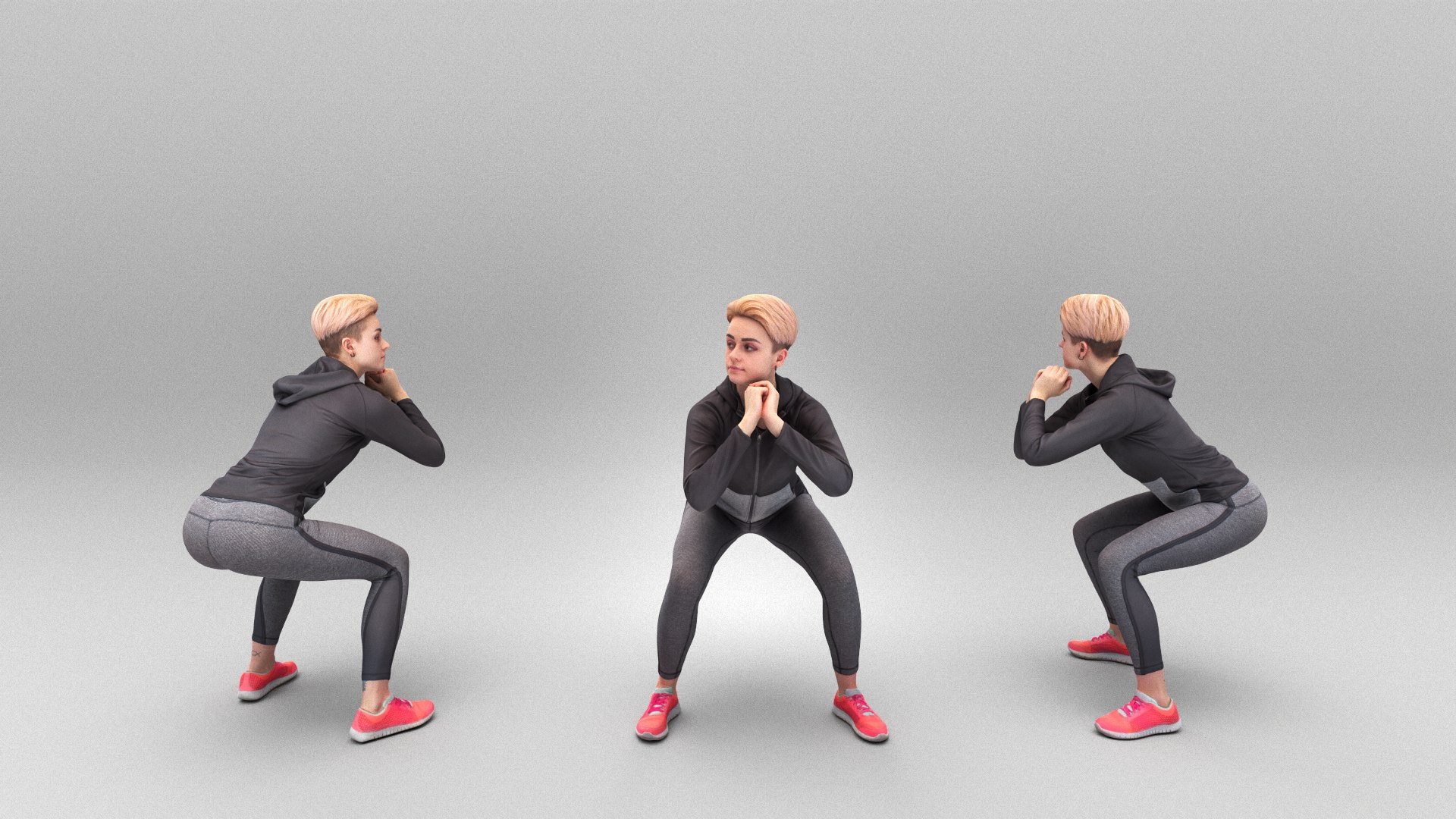 3D Young woman doing squats 376 model - TurboSquid 1995692