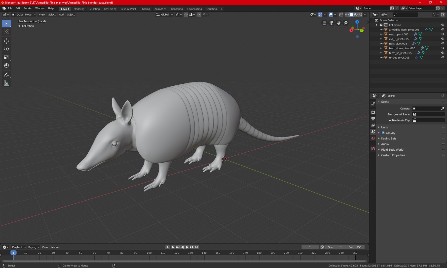 Armadillo Pink 3D Model - TurboSquid 2248170