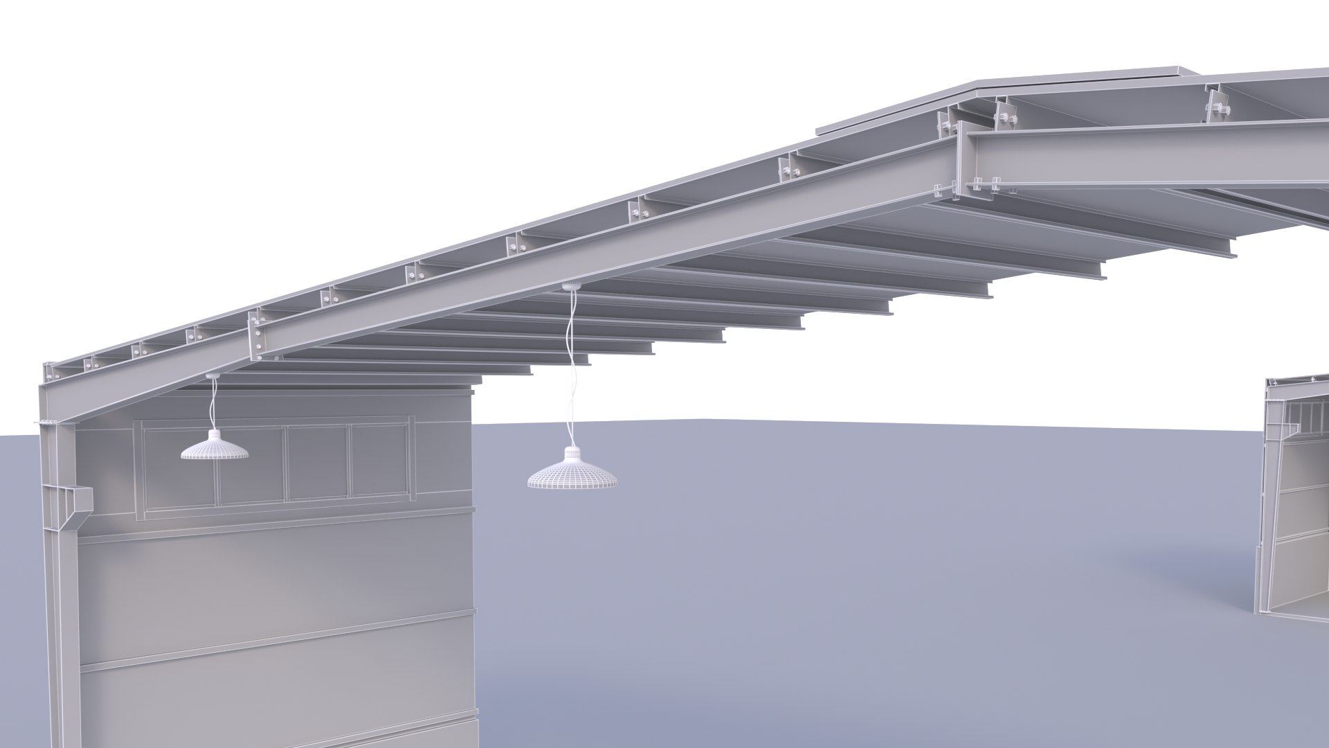 3D Model Steel Structure Warehouse2 - 48m X Adjustable Length ...