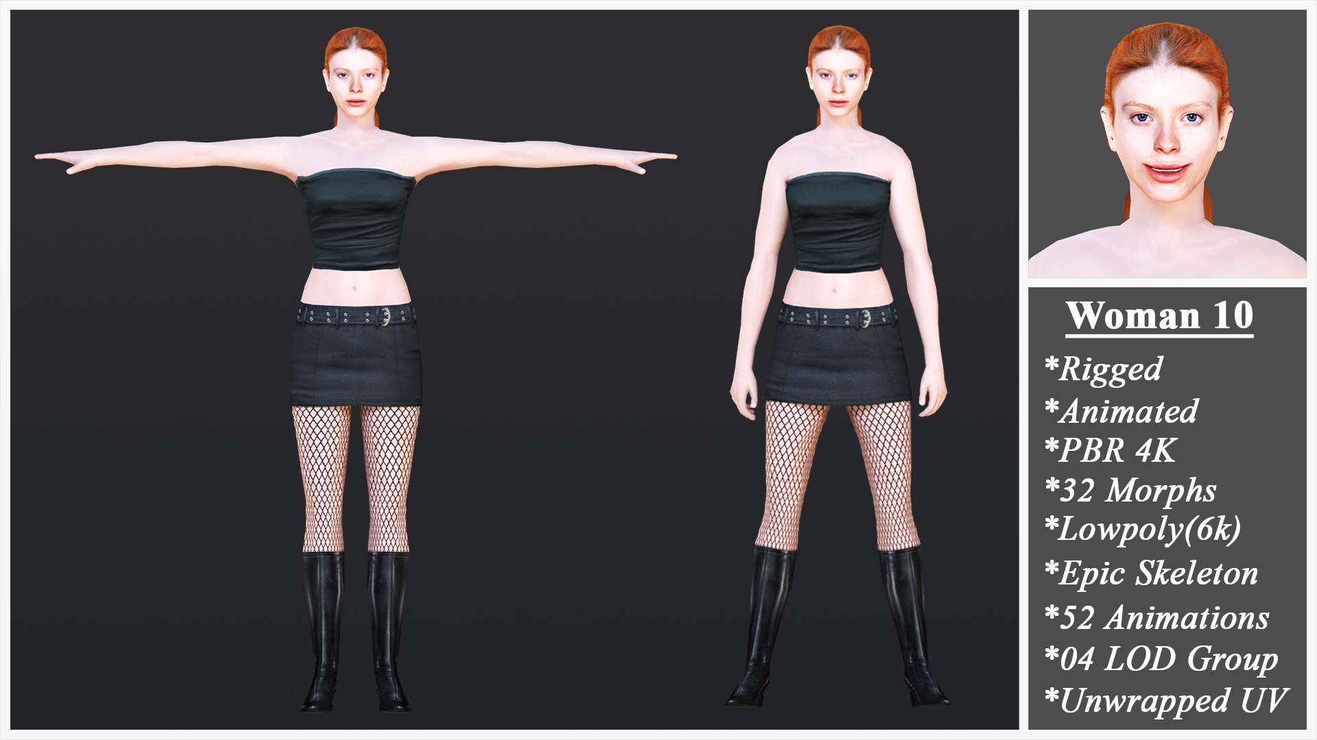 Woman 10 With 52 Animations 32 Morphs 3D 모델 - TurboSquid 2049605
