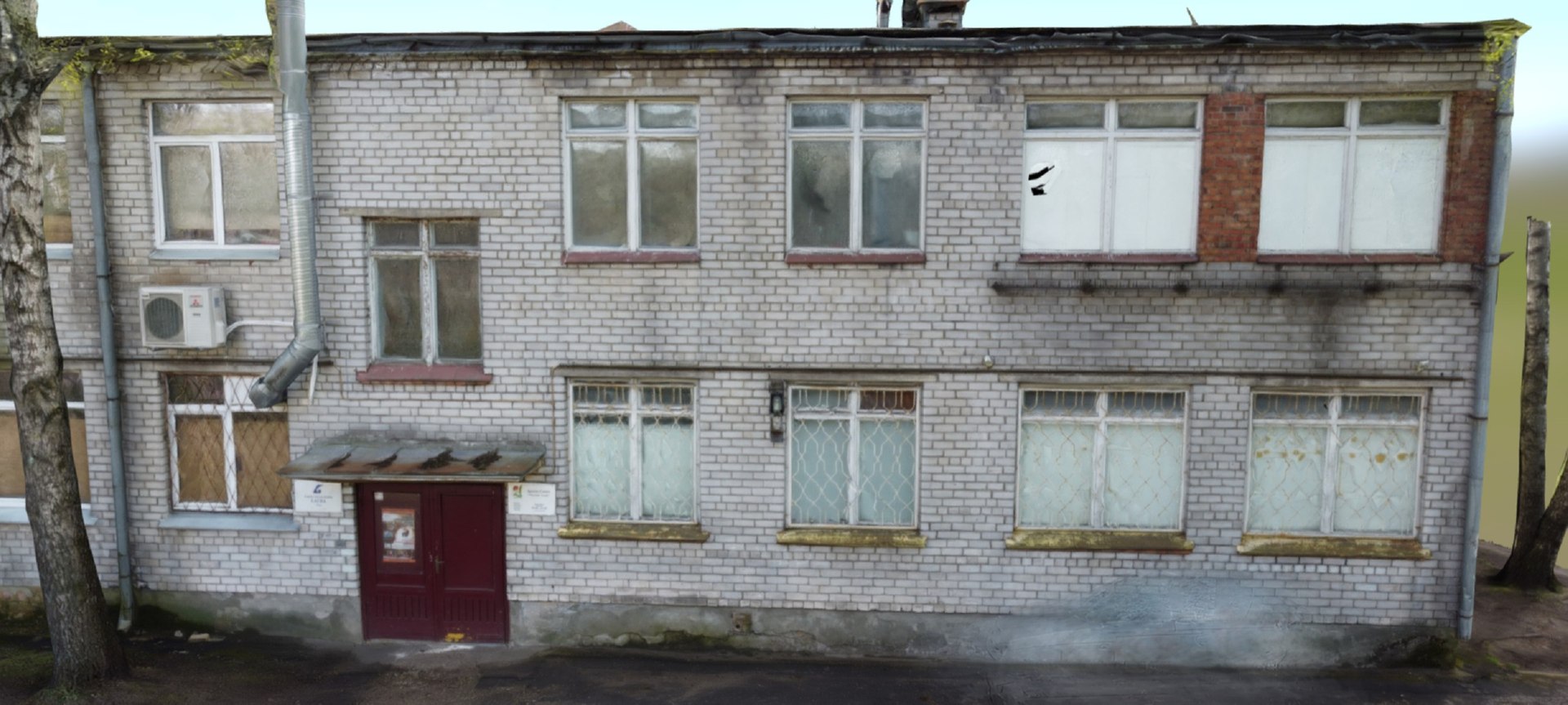 2 Story Grey Brick Building 3D - TurboSquid 1840781