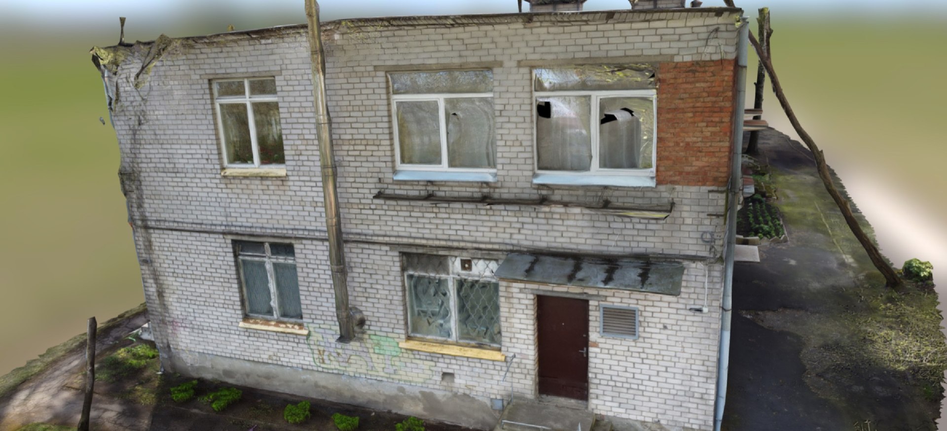 2 Story Grey Brick Building 3D - TurboSquid 1840781